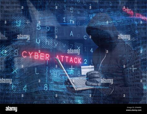 composition of binary coding and cyber attack warning text over hacker