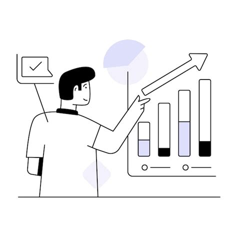 Premium Vector A Man Is Pointing At A Bar Graph