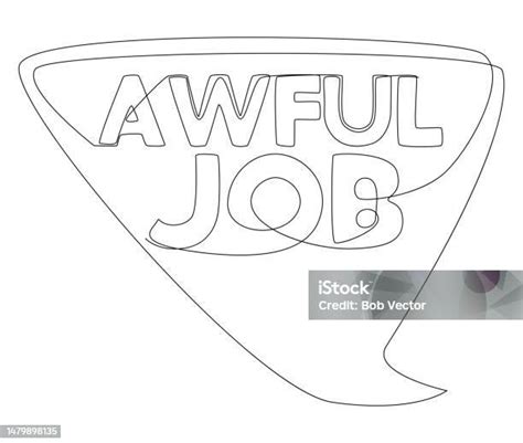 끔찍한 작업 텍스트가 있는 한 줄의 연속 말풍선 얇은 선 그림 벡터 개념입니다 윤곽 그리기 창의적인 아이디어 건축가에 대한 스톡 벡터 아트 및 기타 이미지 Istock