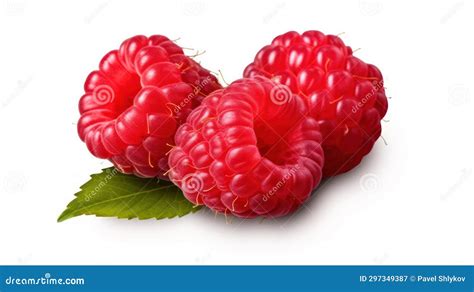 Raspberry Isolated Raspberries With Leaf Isolate Raspberry With Leaf Isolated On White Side