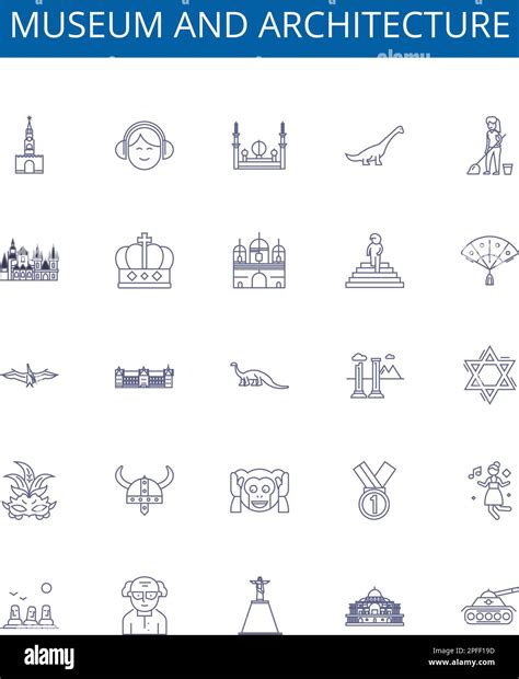 Museum And Architecture Line Icons Signs Set Design Collection Of Museum Architecture