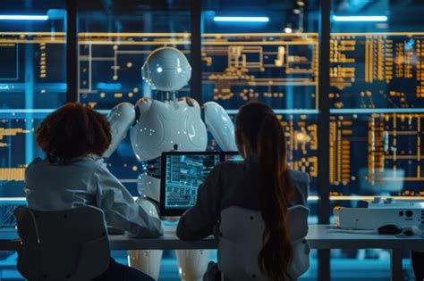 Human Robot Collaboration In Tech Lab Premium Ai Generated Image