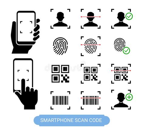 Smartphone Scan Qr Code Find Friend Barcode Icon Stock Illustration