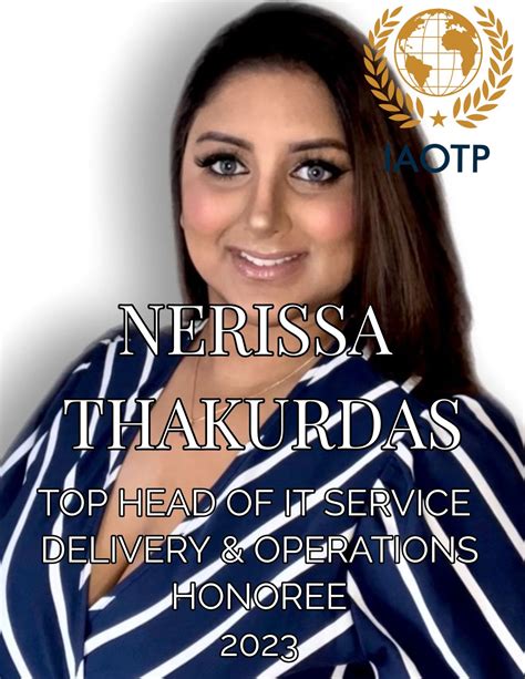 Congratulations Nerissa Thakurdas Selected As Top Head Of It Service Delivery And Operations By
