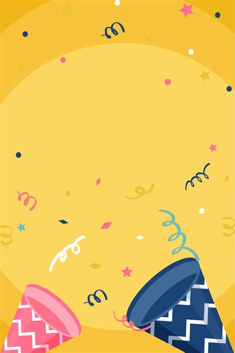 노란 만화 생일 파티 리본 배경 배경 화면 및 일러스트 무료 다운로드 Pngtree