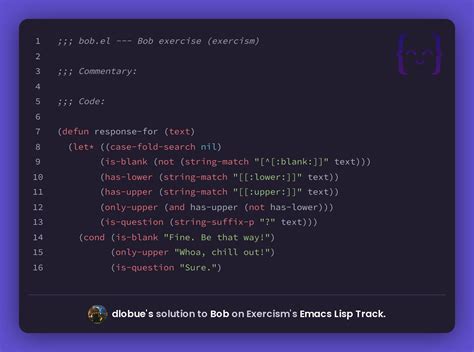 Dlobues Solution For Bob In Emacs Lisp On Exercism