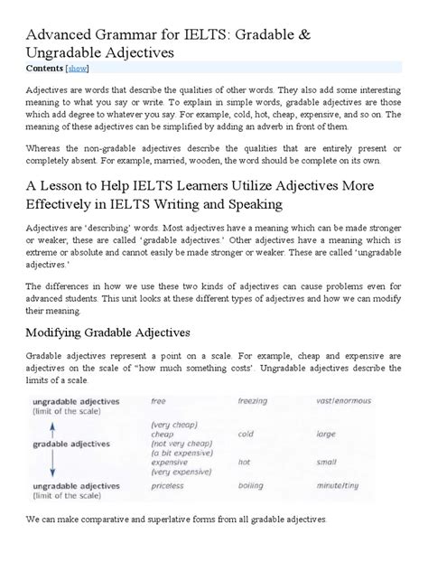 Gradable And Nongradable Adjectives Pdf Adjective Syntax