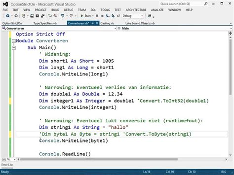 Visual Basic Compiler Opties Option Strict Converteren Youtube