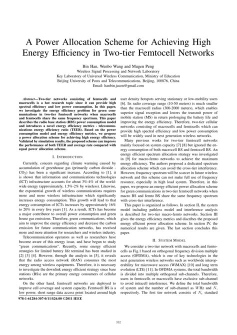 Pdf A Power Allocation Scheme For Achieving High Energy Efficiency In Two Tier Femtocell Networks