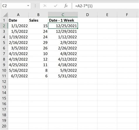 how to add and subtract weeks to date in excel