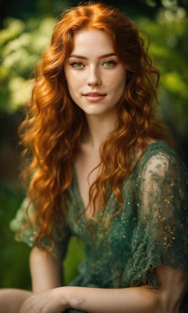 Premium Photo Portrait Of A Beautiful Redhead Girl With Freckles On