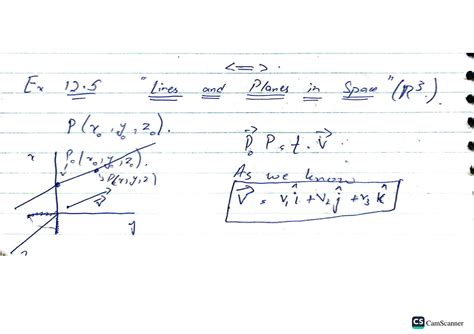 Solution Lines And Planes In Space R3 Ex 12 5differential Equations Cal 2 Thomas Calculus
