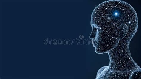 Digital Human Profile With Network Mesh Artificial Intelligence Concept Futuristic Technology