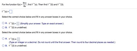 solved for the function f x ln x 8x find f x then