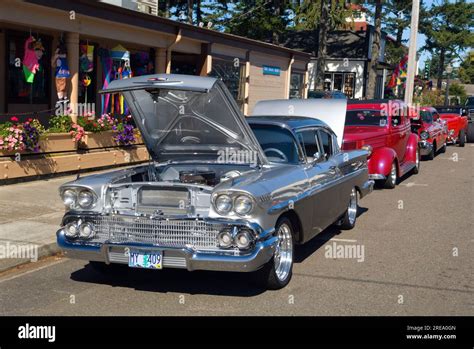 Classic Car Show Held In The Streets Of Florence Oregon Usa Stock