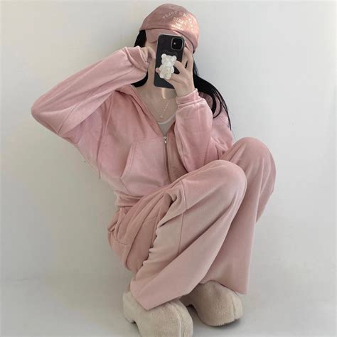 융기모왕따뜻소장템ᰔ 벨벳 융기모 크롭 후드집업 와이드 팬츠 트레이닝 세트 후드집업ver