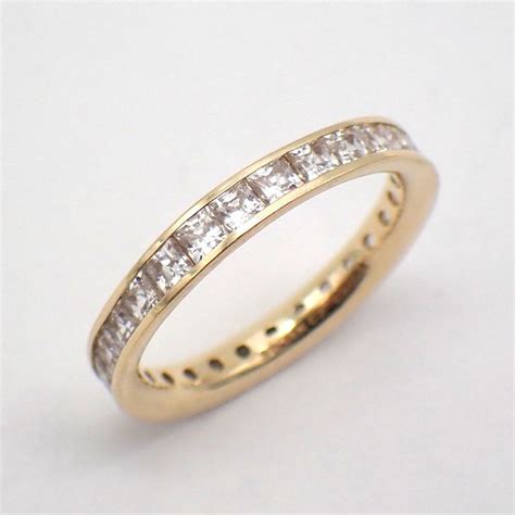 Eternity Ring Cz 14k Gold Etsy