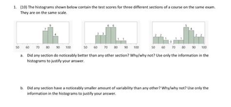[solved] 1 10 the histograms shown below contain the te