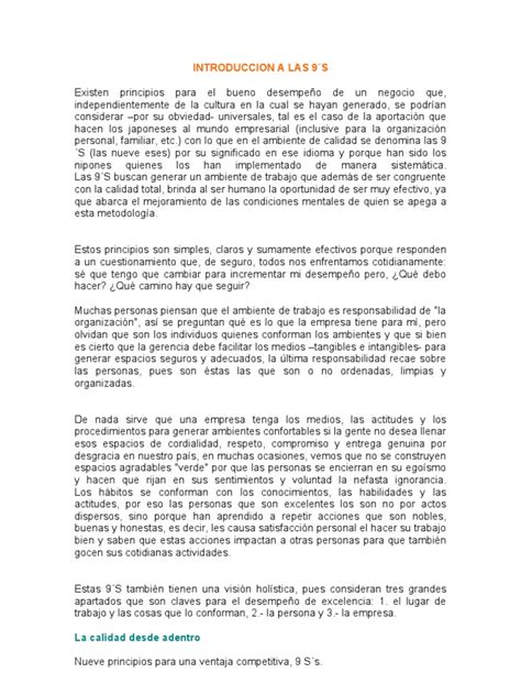 Las 9 S Pdf Bienestar Calidad Comercial