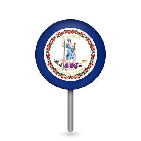 Premium Vector Map Pointer With Flag Of Virginia Vector Illustration