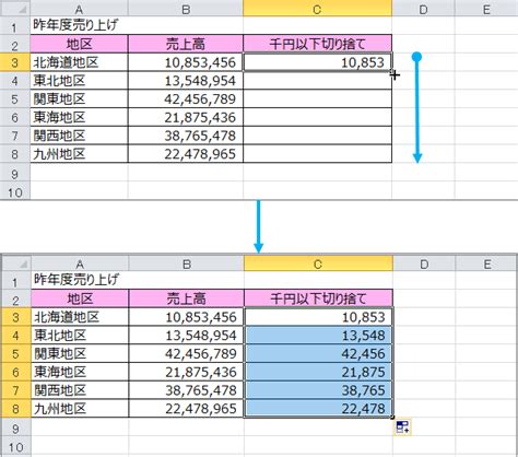 【excel】端数を切り捨てて千円単位で表示するには？ きままブログ