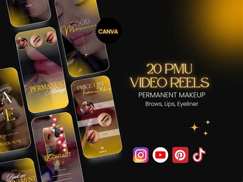 Permanent Makeup Instagram Video Reel Templates Microblading Post Pmu