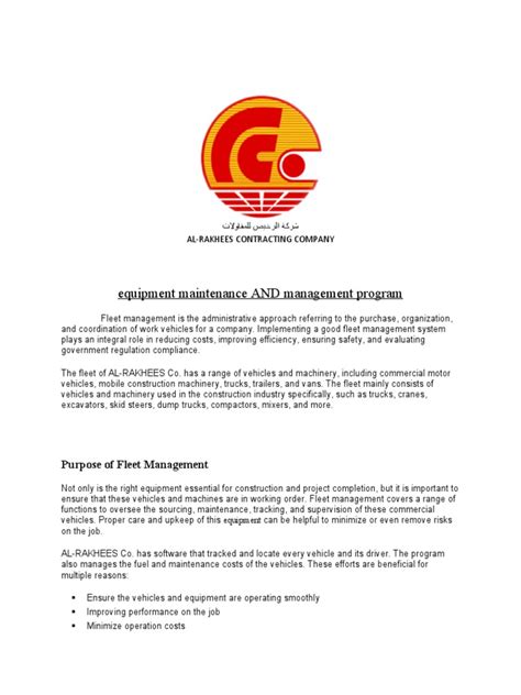 Fleet Maintenance Program Pdf Vehicles Truck