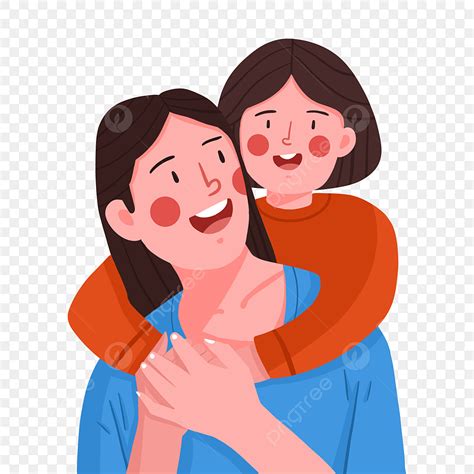 รูปแม่และลูกแม่ลูกสาวการ์ตูนวาดด้วยมือต้นฉบับ Png พ่อแม่และลูก แม่ ลูกสาวภาพ Png และ Psd