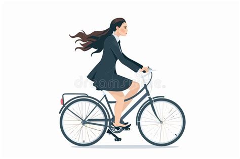 Woman In Business Suit Riding Bycicle Isolated Stock Vector Illustration Of Manager Lady