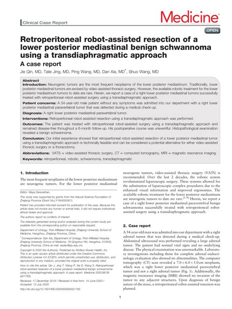 Pdf Retroperitoneal Robot Assisted Resection Of A Lower Posterior
