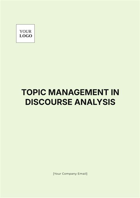 Free Topic Management In Discourse Analysis Template To Edit Online