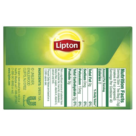 Lipton Green Tea Nutrition Facts