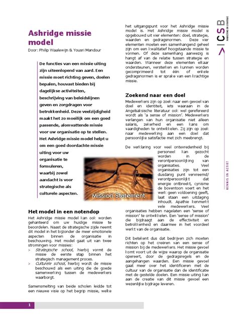 Ashridge Missie Model Pdf