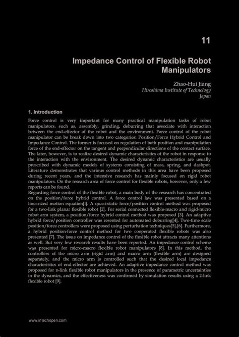 Pdf Impedance Control Of Flexible Robot Manipulators · Impedance