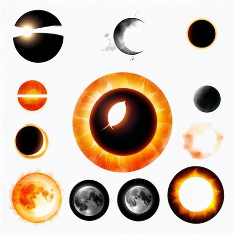 Vector De Eclipse Solar Definido Fundo Branco Isolado Uma Imagem De