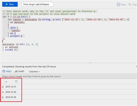 Azure Kusto Cannot Project A Value Into A User Defined Function