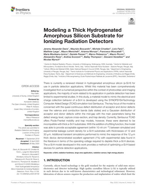Pdf Modeling A Thick Hydrogenated Amorphous Silicon Substrate For