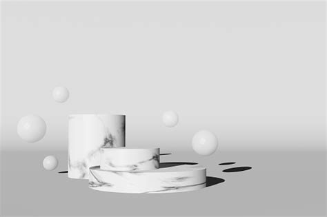 빈 대리석 돌 콘크리트 플랫폼 연단 거품은 3d 렌더링을 그림자로 만듭니다 프리미엄 럭셔리 화장품 프리젠 테이션 대리석에 대한