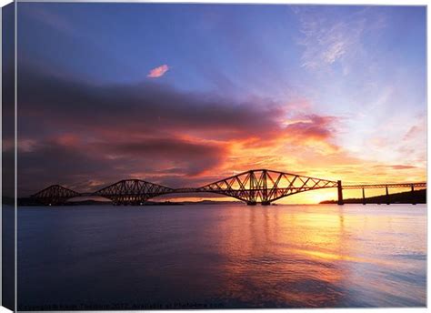 Forth Rail Bridge Sunrise Picture Canvas Wall Art In Colour By Keith