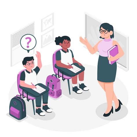 Estudiante Preguntando A La Ilustración Del Concepto De Maestro