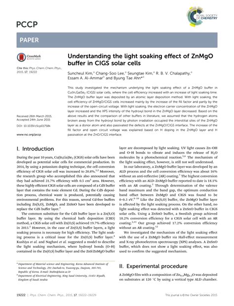 Pdf Understanding The Light Soaking Effect Of Znmgo Buffer In Cigs