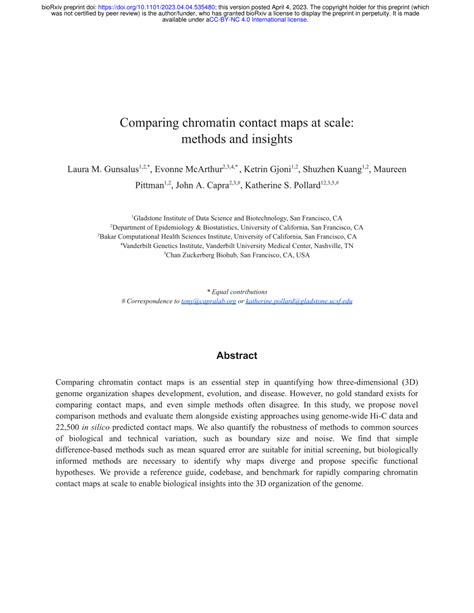 Pdf Comparing Chromatin Contact Maps At Scale Methods And Insights