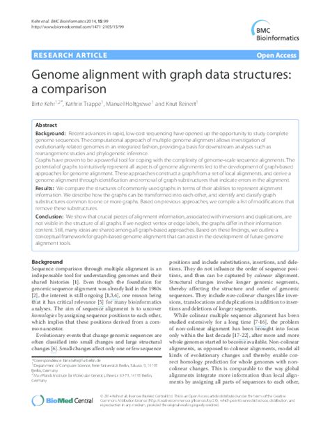 Pdf Genome Alignment With Graph Data Structures A Comparison