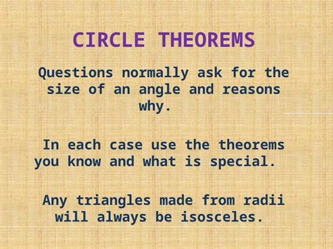 Pptx Circle Theorems Questions Normally Ask For The Size Of An Angle And Reasons Why In Each