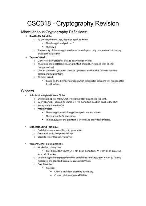 Cryptography And It Security Notes Csc318 Cryptography And It