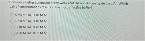[solved] Consider A Buffer Composed Of The Weak Acid Ha And