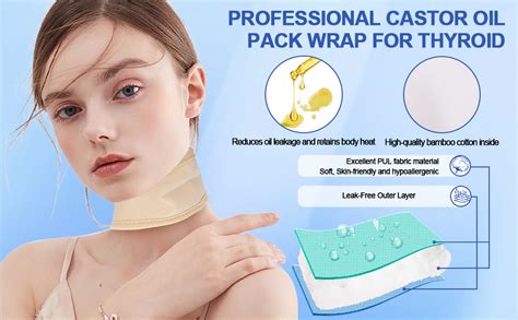 Uwbettry 2 Pcs Thyroid Castor Oil Neck Wrap Reusable Castor Oil