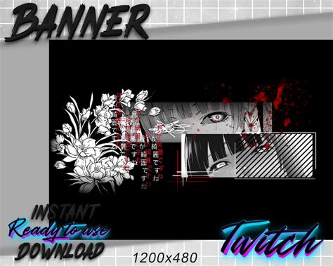 Anime Twitch Banner Blackred Etsy Ikumen