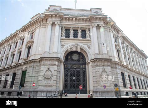 Main Entrance Of The Bank Of Italy Building With An Enormous Iron And
