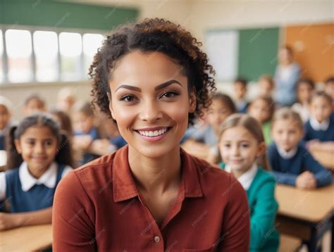 Premium Photo Portrait Teacher In A Class At Elementary School With